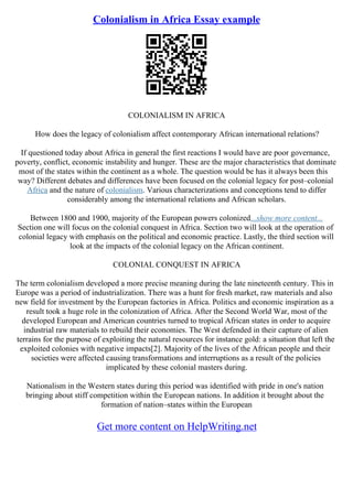 Essay On Africa | PDF