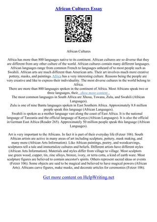 Essay On Africa | PDF