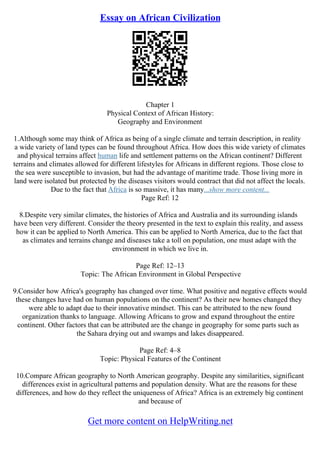 Essay On Africa | PDF