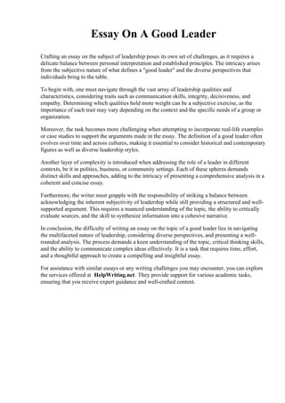 Essay On A Good Leader.pdf