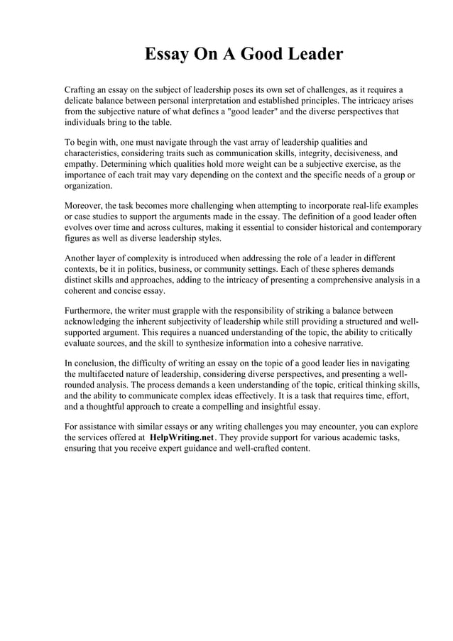 Essay On A Good Leader.pdf