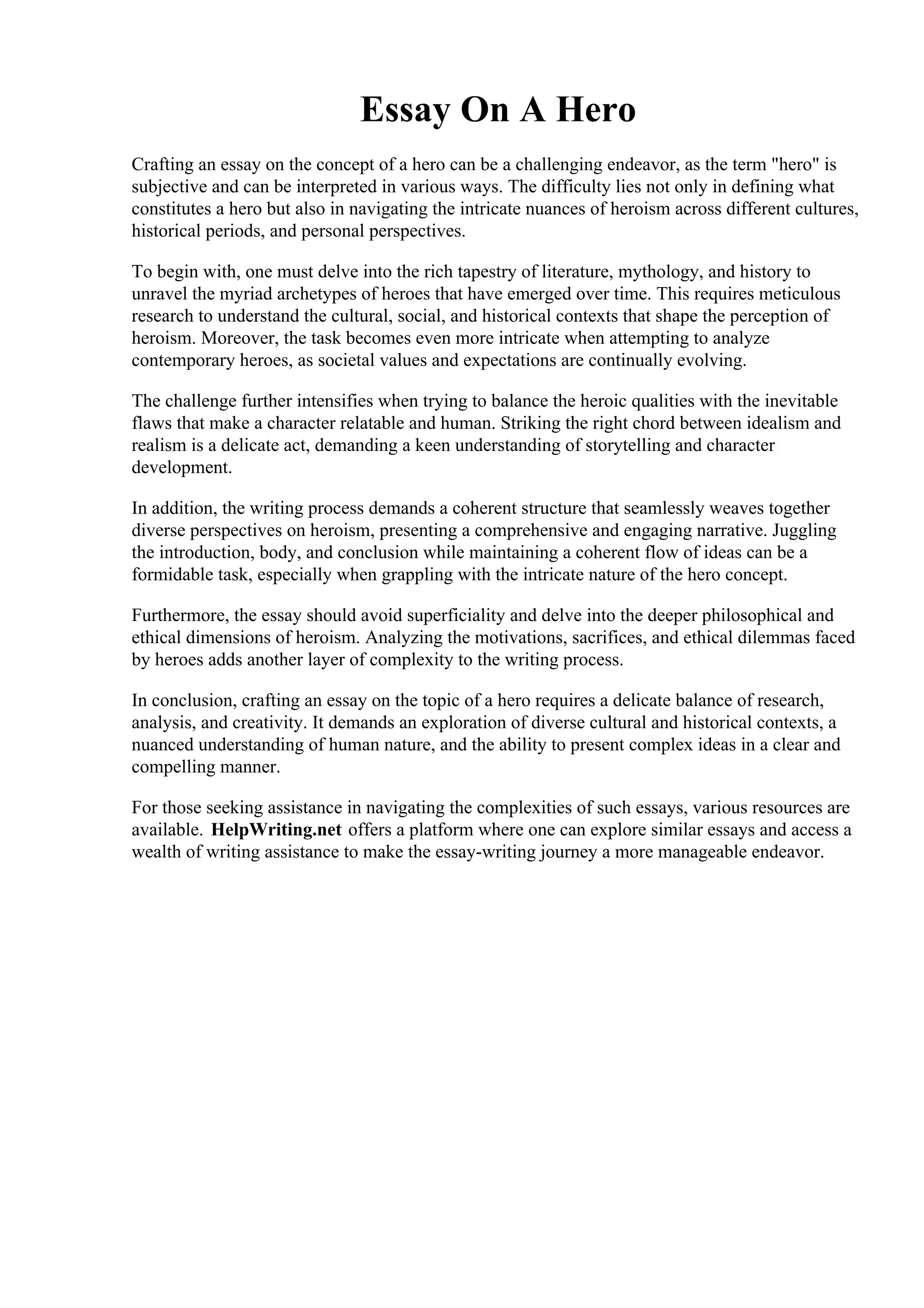 Essay On A Hero. How to Write Your Hero Essay | PDF | Documentary | Genres