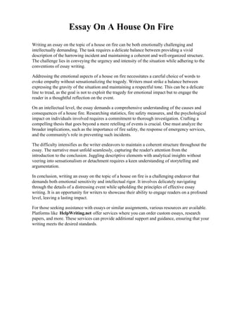 Essay On A House On Fire. University of Kentucky | PDF