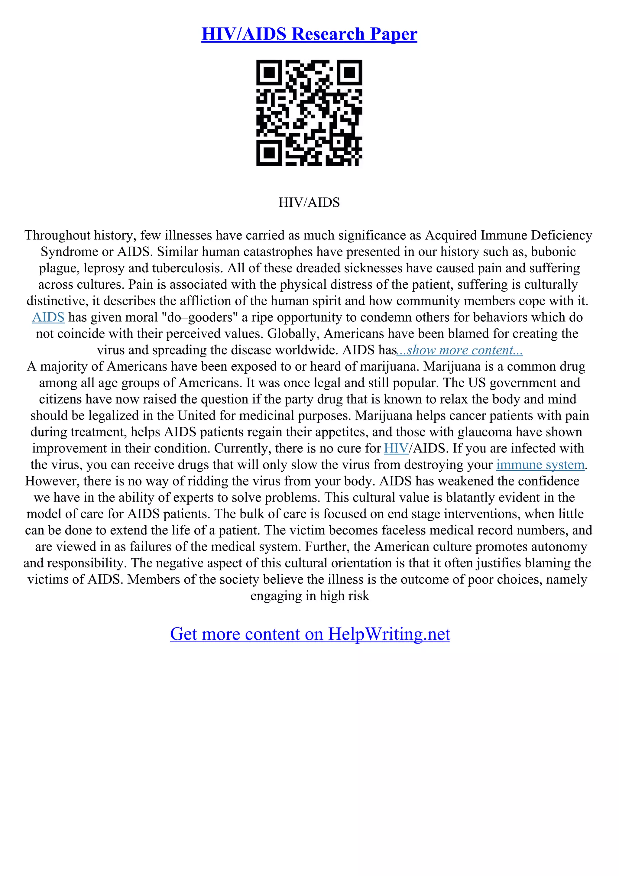 Essay On Aids | PDF