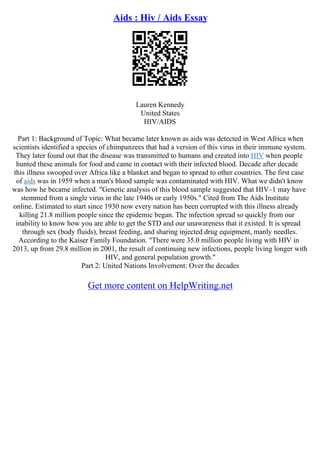 Essay On Aids | PDF