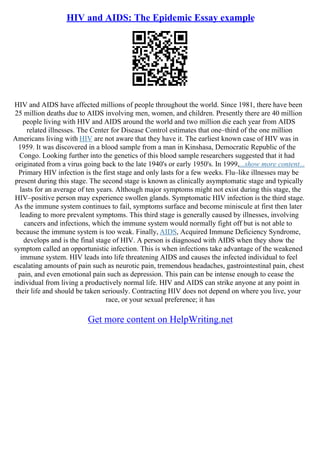 Essay On Aids | PDF