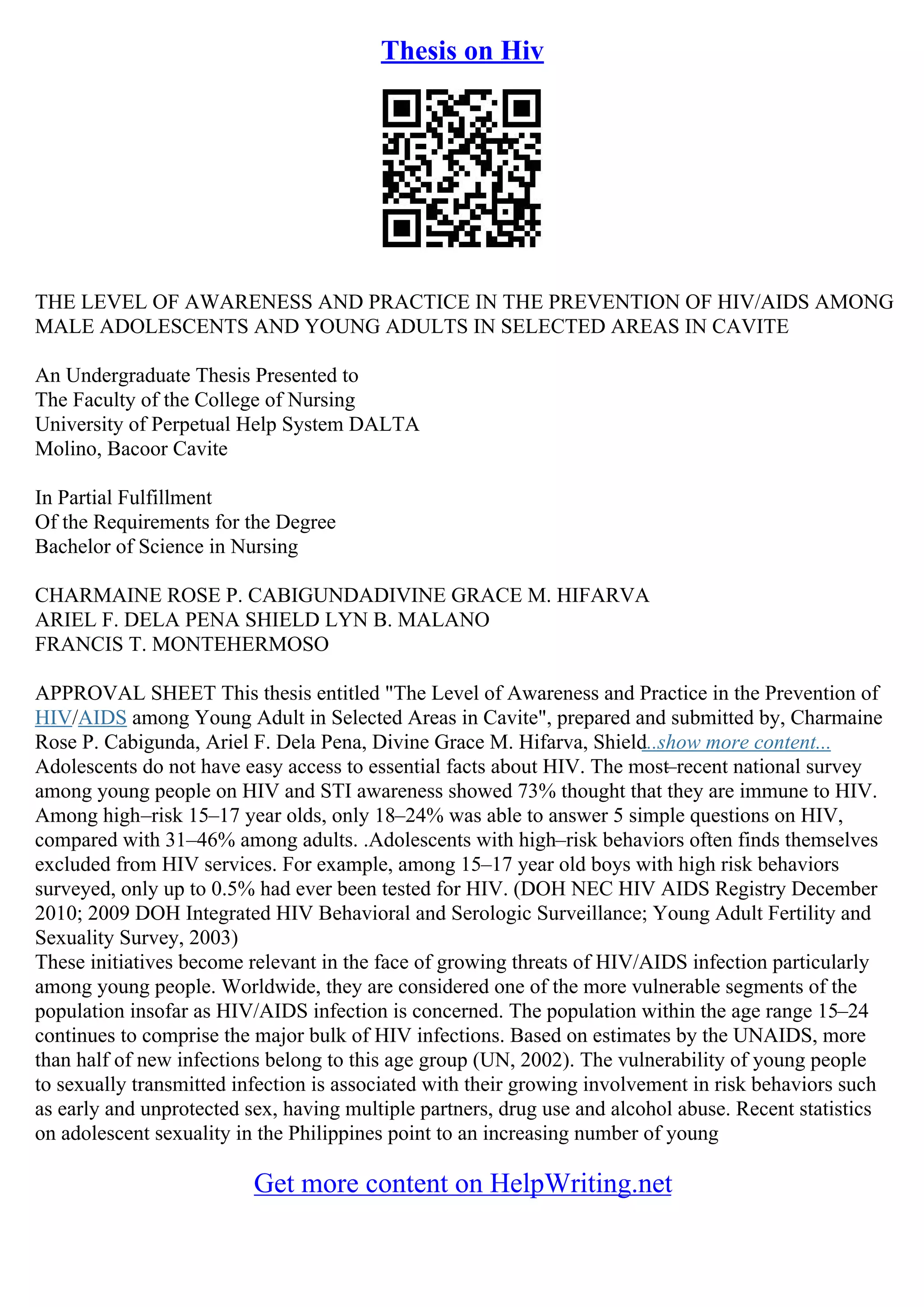 Essay On Aids Awareness | PDF