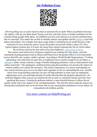 Essay On Air Pollution | PDF
