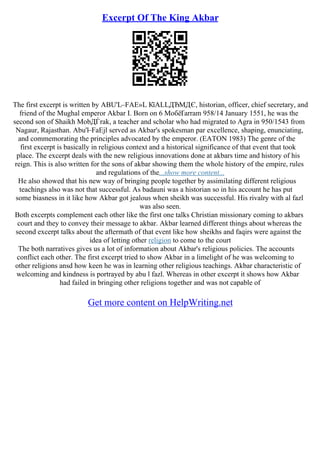 Essay On Akbar The Great | PDF | Islam | Religion & Spirituality