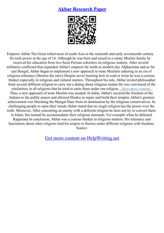 Essay On Akbar The Great | PDF | Islam | Religion & Spirituality