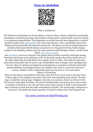 Essay On Alcoholism | PDF
