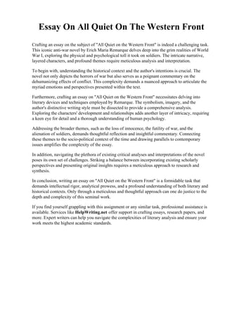 Essay On All Quiet On The Western Front.pdf