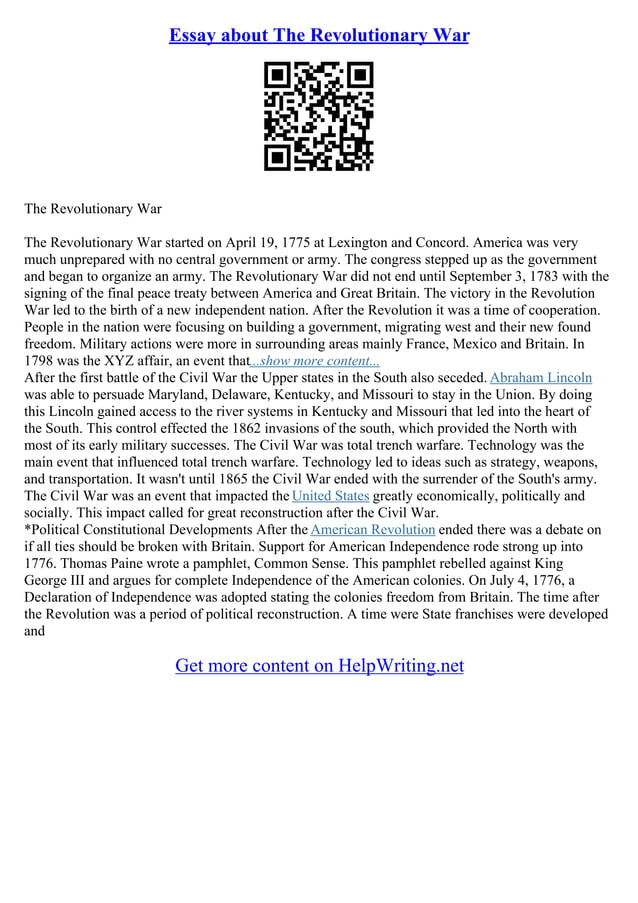 Essay On American Revolution | PDF