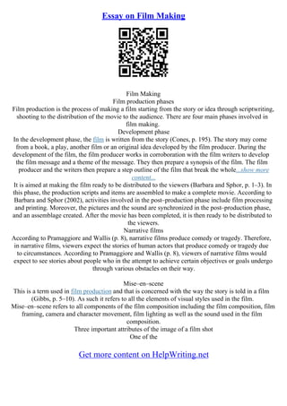Essay On A Movie | PDF | Screenwriting | Content Production
