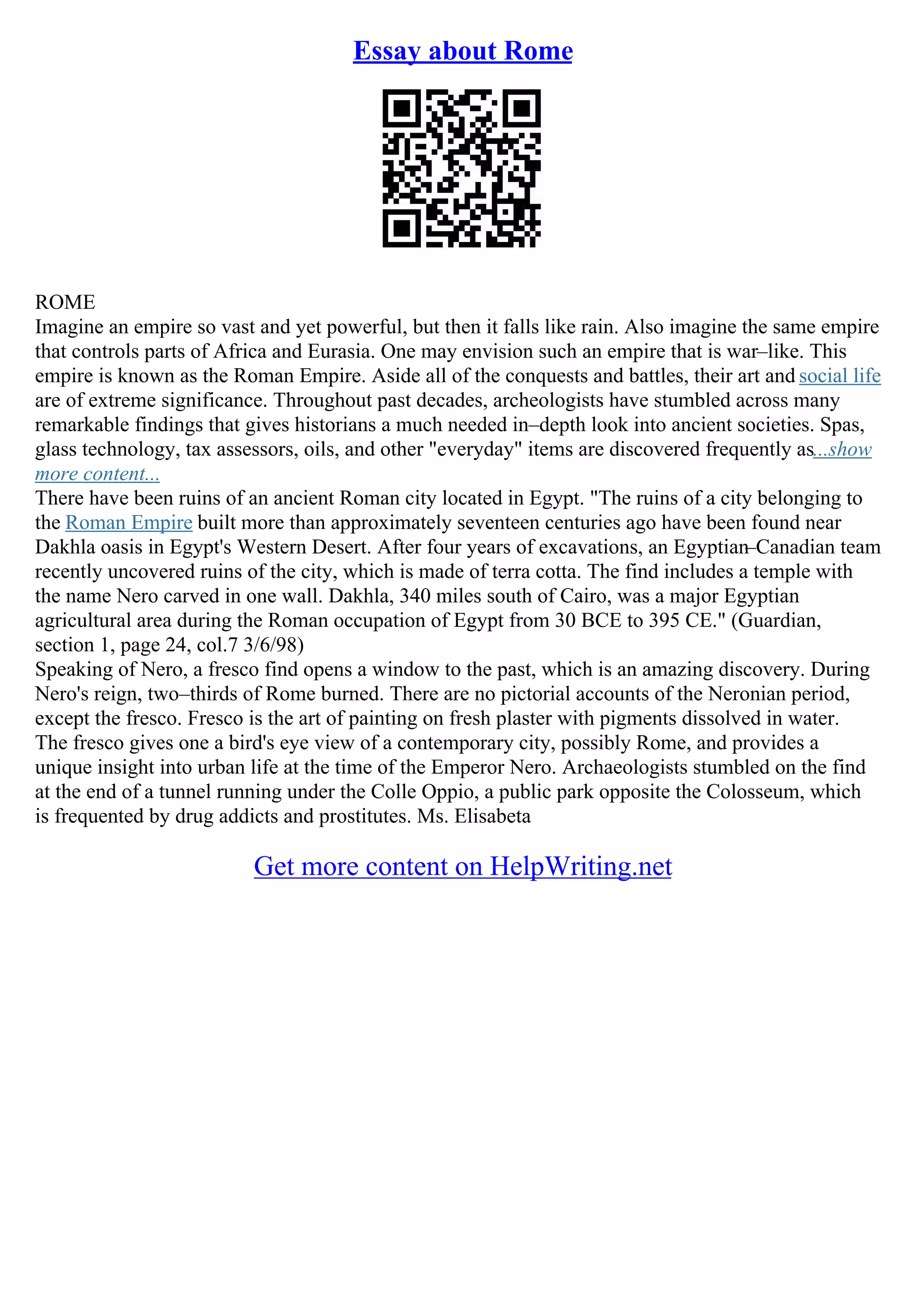 Essay On Ancient Rome | PDF