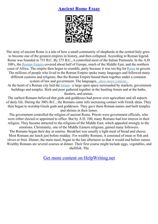 Essay On Ancient Rome | PDF