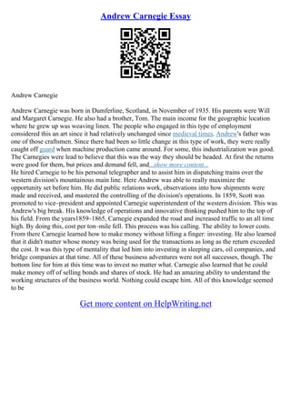 Essay On Andrew Carnegie | PDF