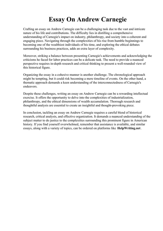 Essay On Andrew Carnegie | PDF