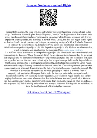 Essay On Animal Rights | PDF