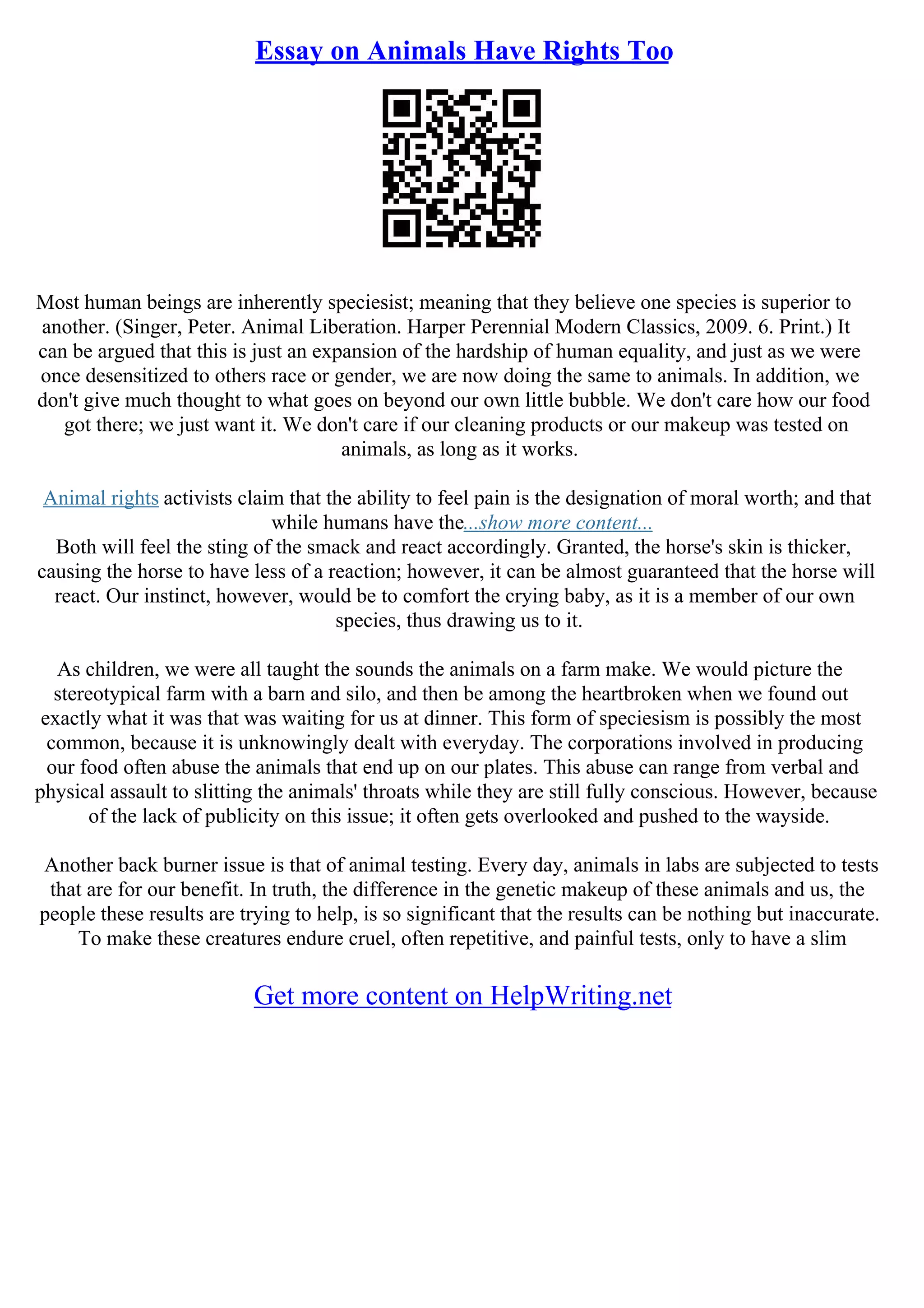 Essay On Animals | PDF