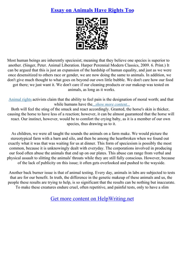 Essay On Animals | PDF