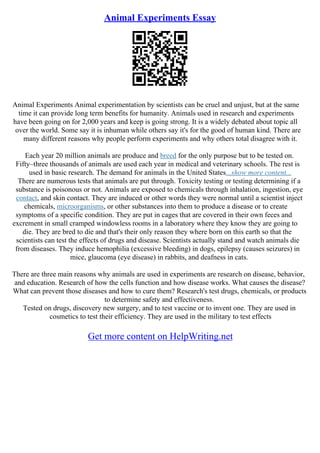 Essay On Animals | PDF