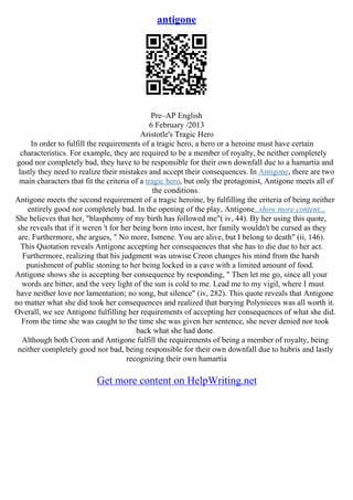 Essay On Antigone | PDF | Christianity | Religion & Spirituality