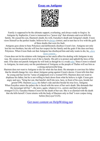 Essay On Antigone | PDF