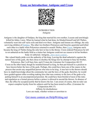 Essay On Antigone | PDF | Christianity | Religion & Spirituality