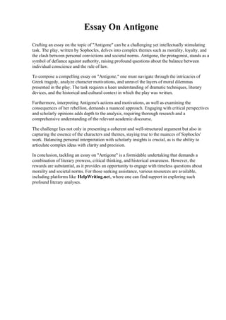 Essay On Antigone. Nova Southeastern University | PDF