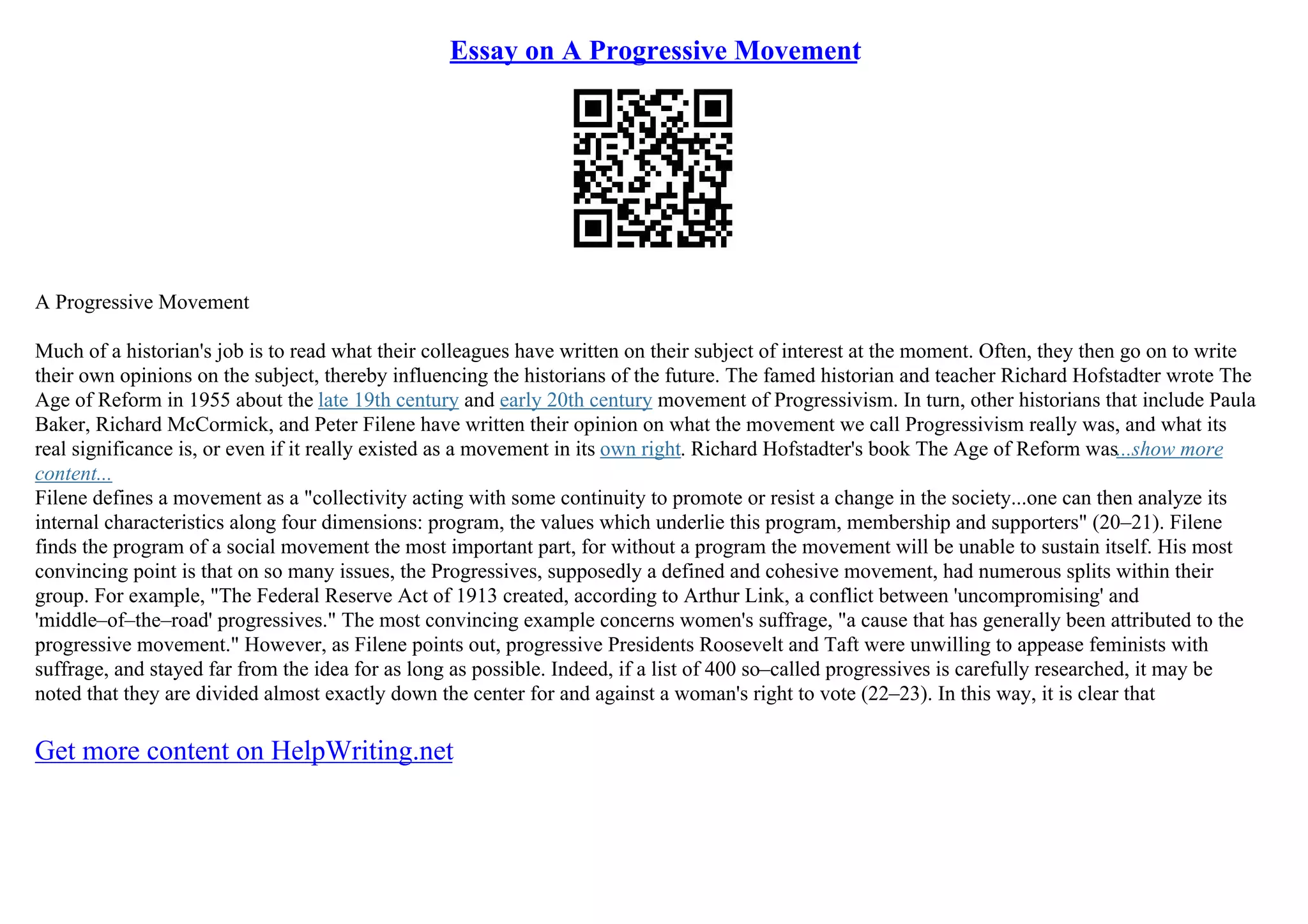 Essay On A Progressive Movement | PPT