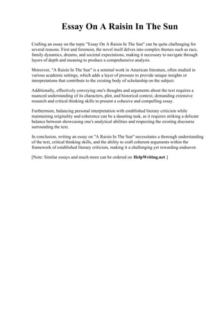 Essay On A Raisin In The Sun.pdf