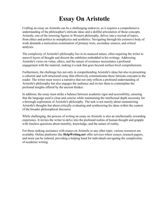 Essay On Aristotle | PDF