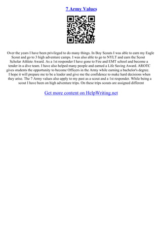 Essay On Army Values | PDF
