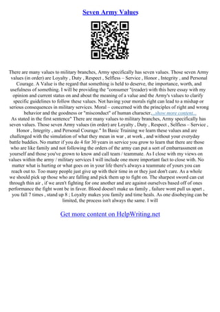 Essay On Army Values | PDF
