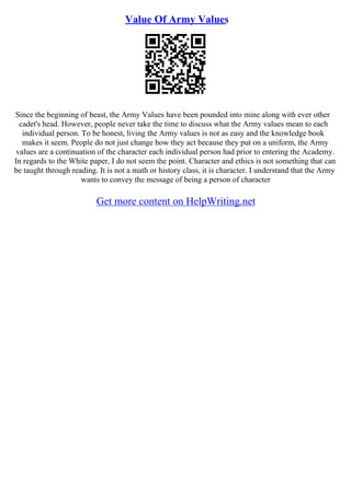 Essay On Army Values | PDF