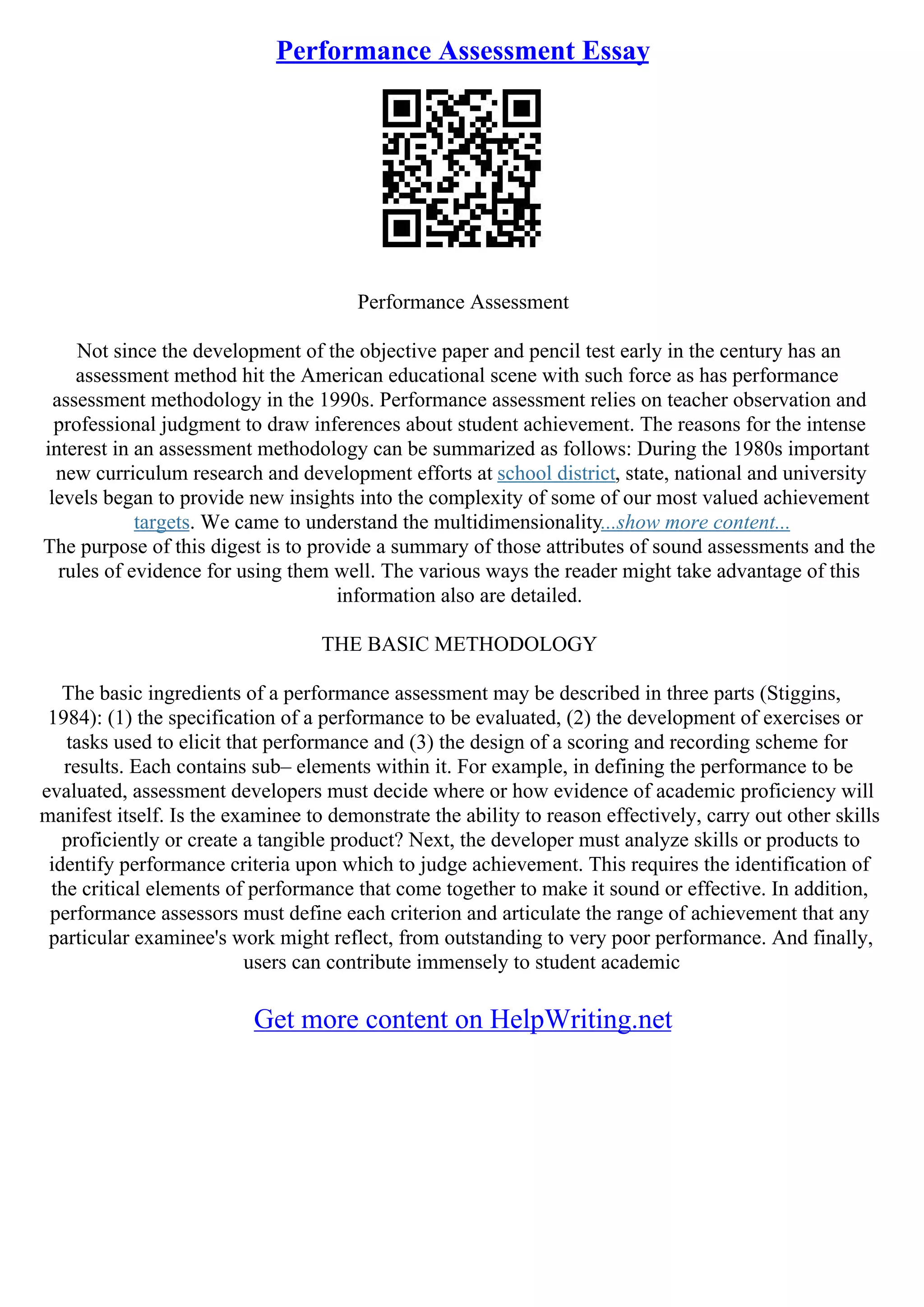 Essay On Assessment | PDF