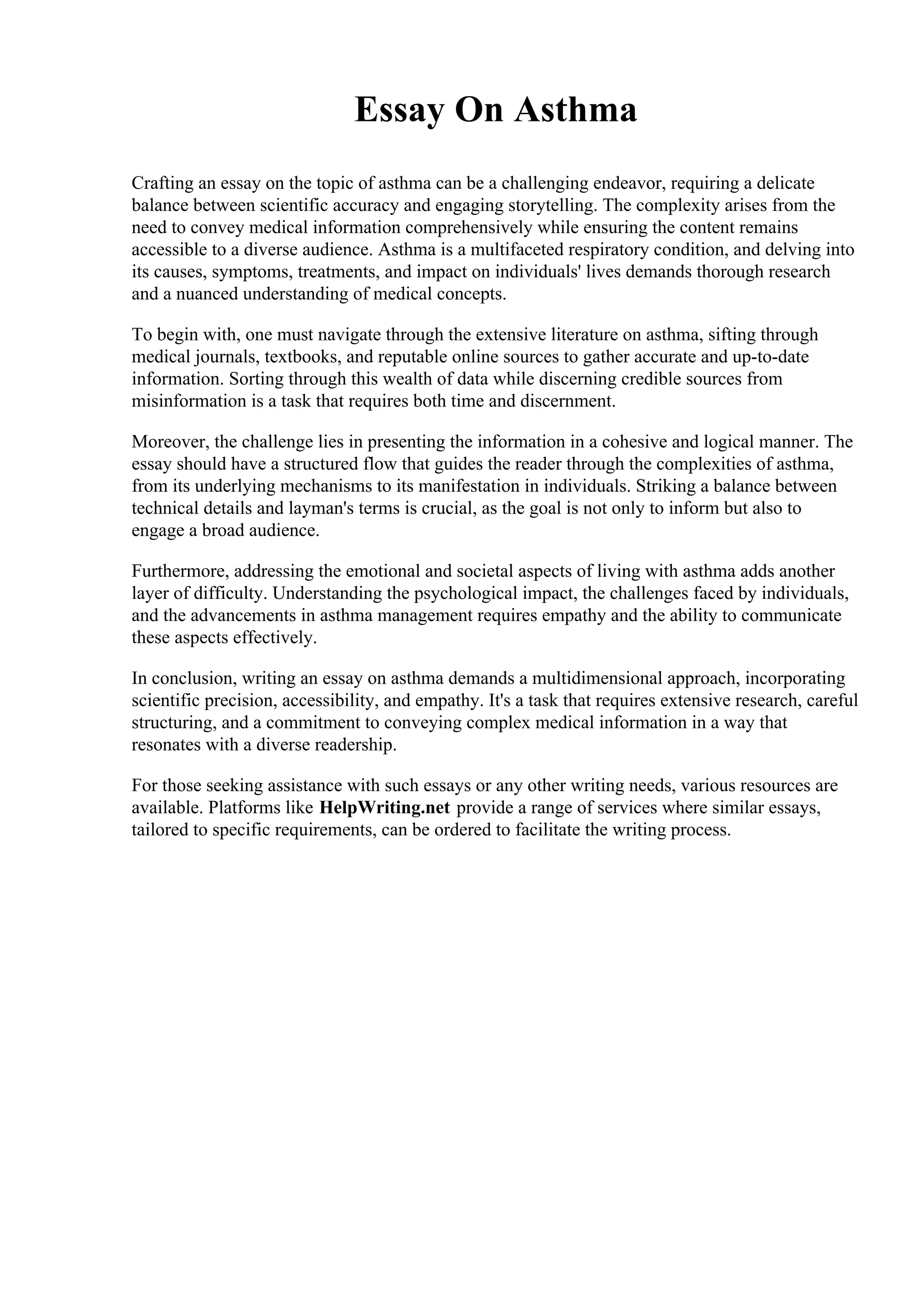 Essay On Asthma | PDF