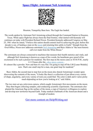 Essay On Astronaut | PDF