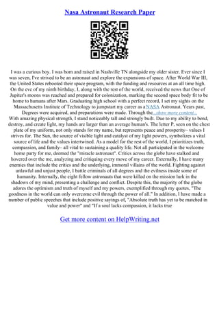 Essay On Astronaut | PDF