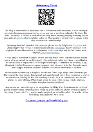 Essay On Astronomy | PDF