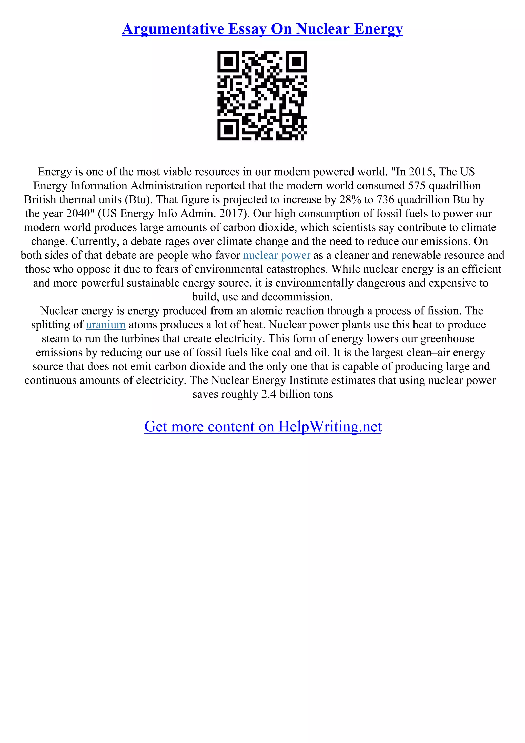 Essay On Atomic Energy | PDF