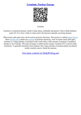 Essay On Atomic Energy | PDF