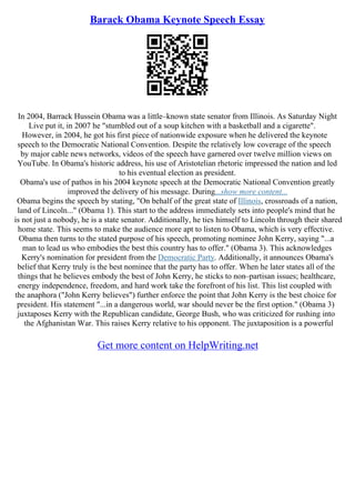 Essay On Barack Obama | PDF | Celebrity Families | Pop Culture