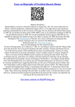 Essay On Barack Obama | PDF