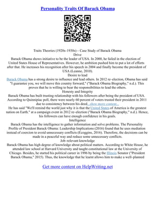 Essay On Barack Obama | PDF