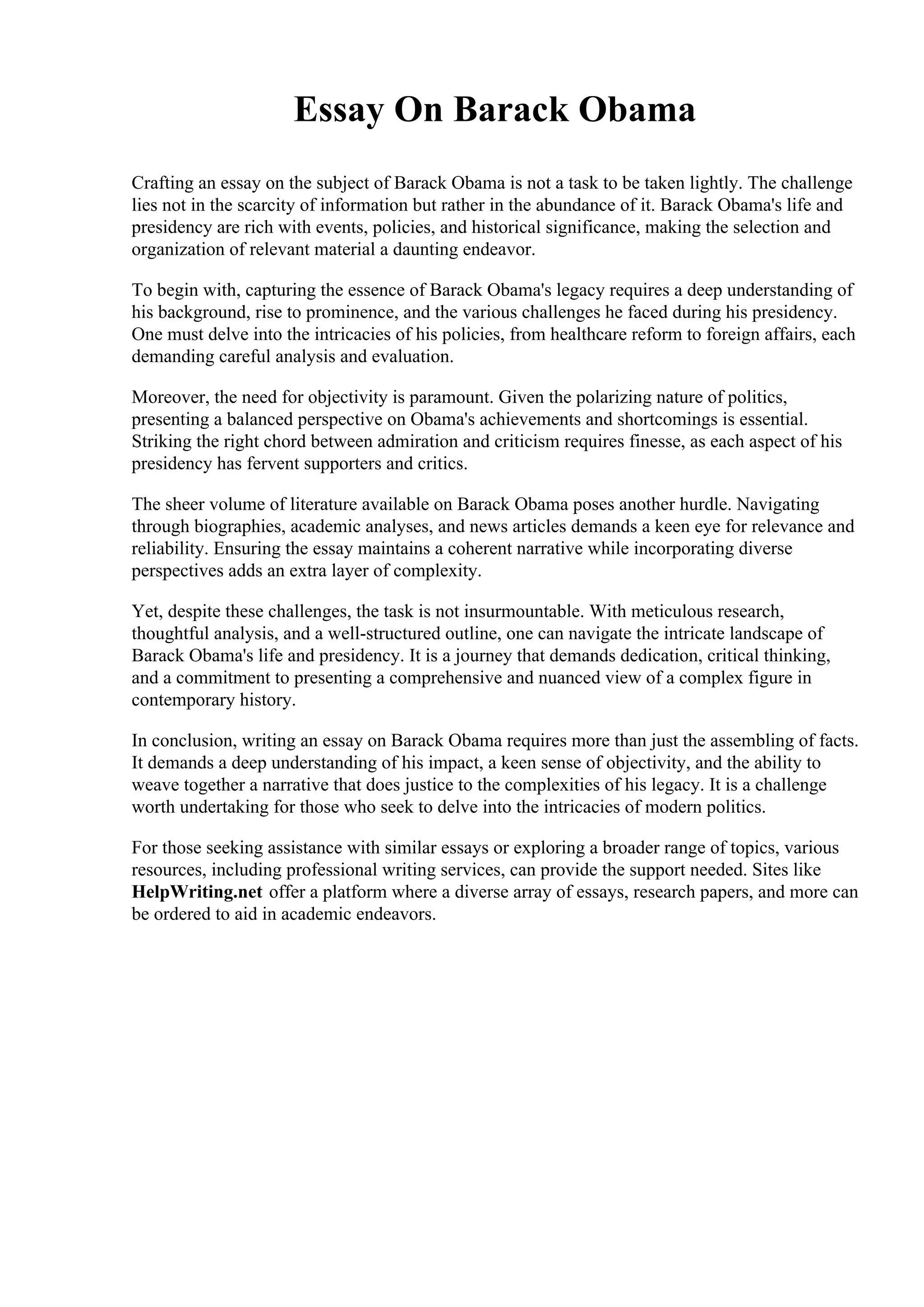 Essay On Barack Obama | PDF