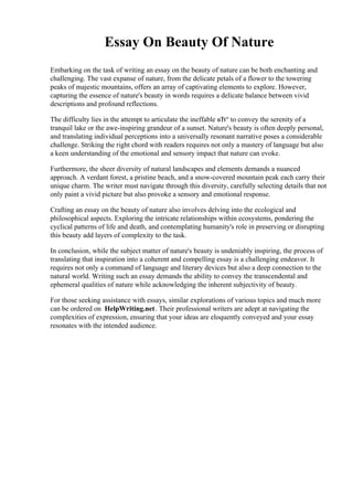 Essay On Beauty Of Nature. Greensboro College | PDF | Science