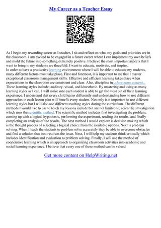 Essay On Becoming A Teacher | PDF