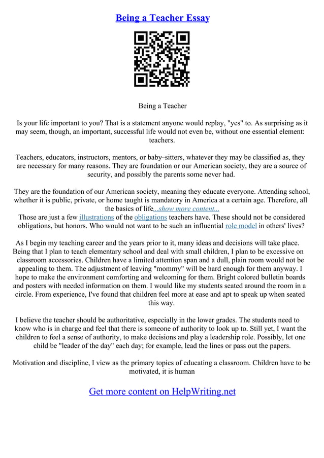 Essay On Becoming A Teacher | PDF